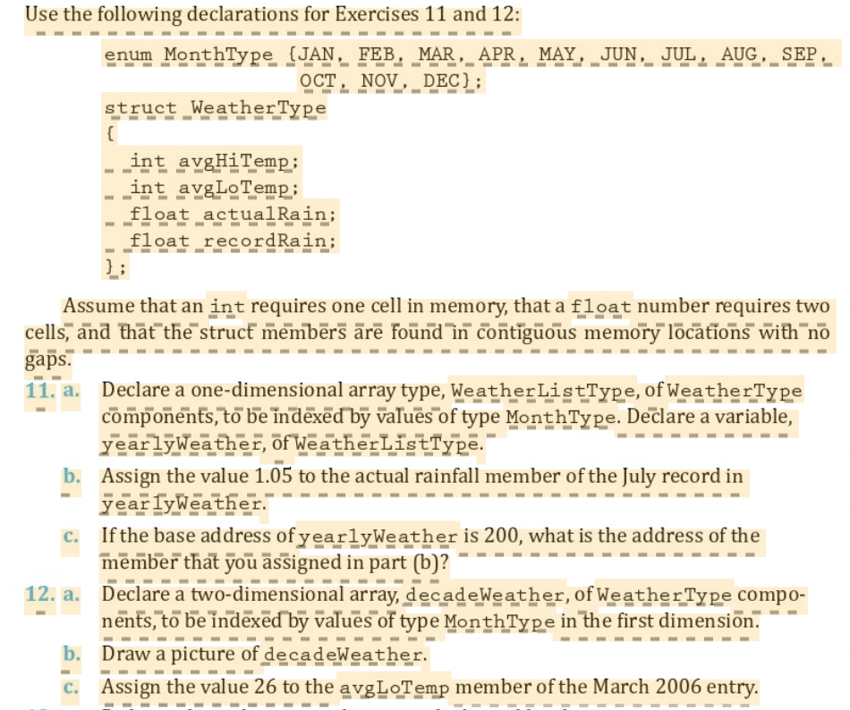 Solved Use the following declarations for Exercises 11 and | Chegg.com