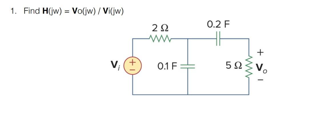 Solved H(jw)=VO(jw)/Vi(jw) | Chegg.com
