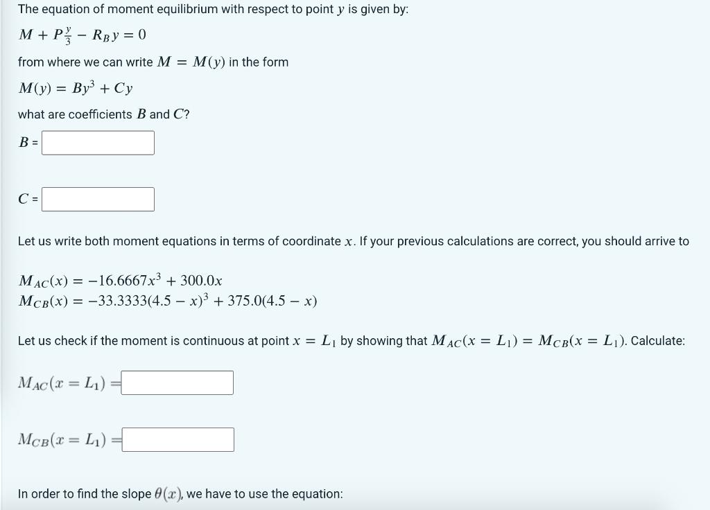 Solved Bending moment equation: In this exercise, we | Chegg.com