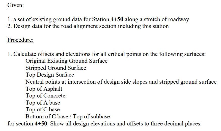 Given: 1. a set of existing ground data for Station | Chegg.com