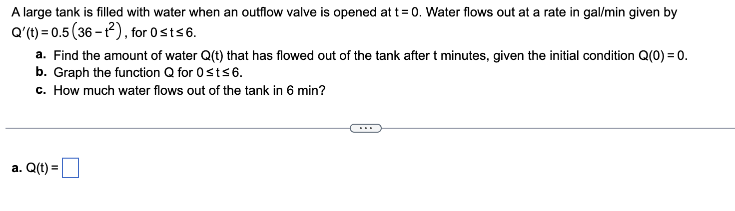 Solved A large tank is filled with water when an outflow | Chegg.com