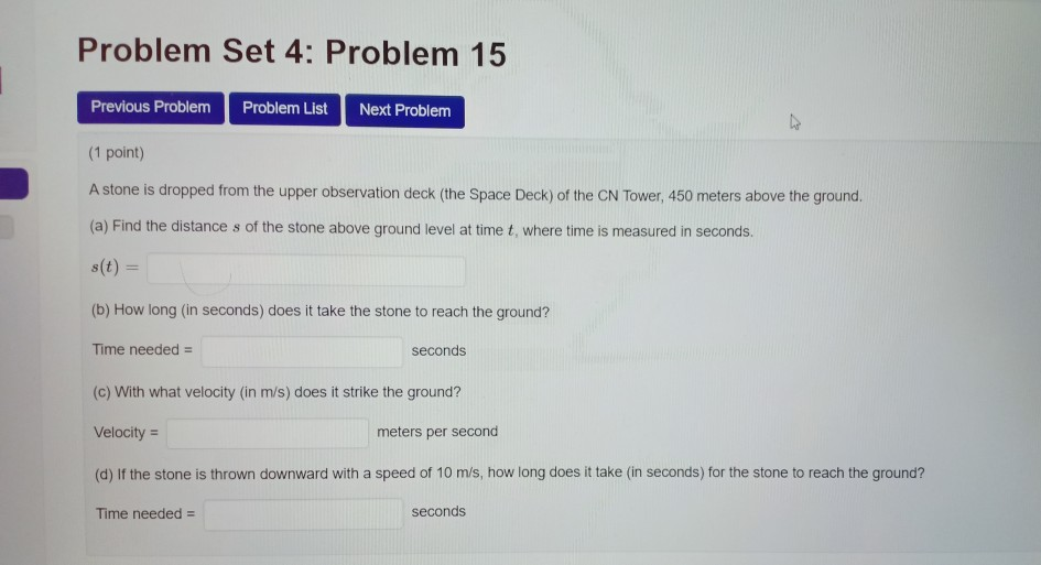 Solved Problem Set 4: Problem 15 Previous Problem Problem | Chegg.com