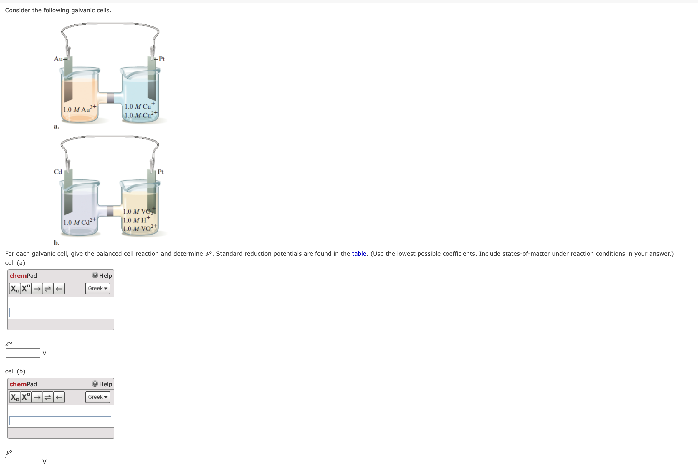 Solved Consider the following galvanic cells. (b) | Chegg.com