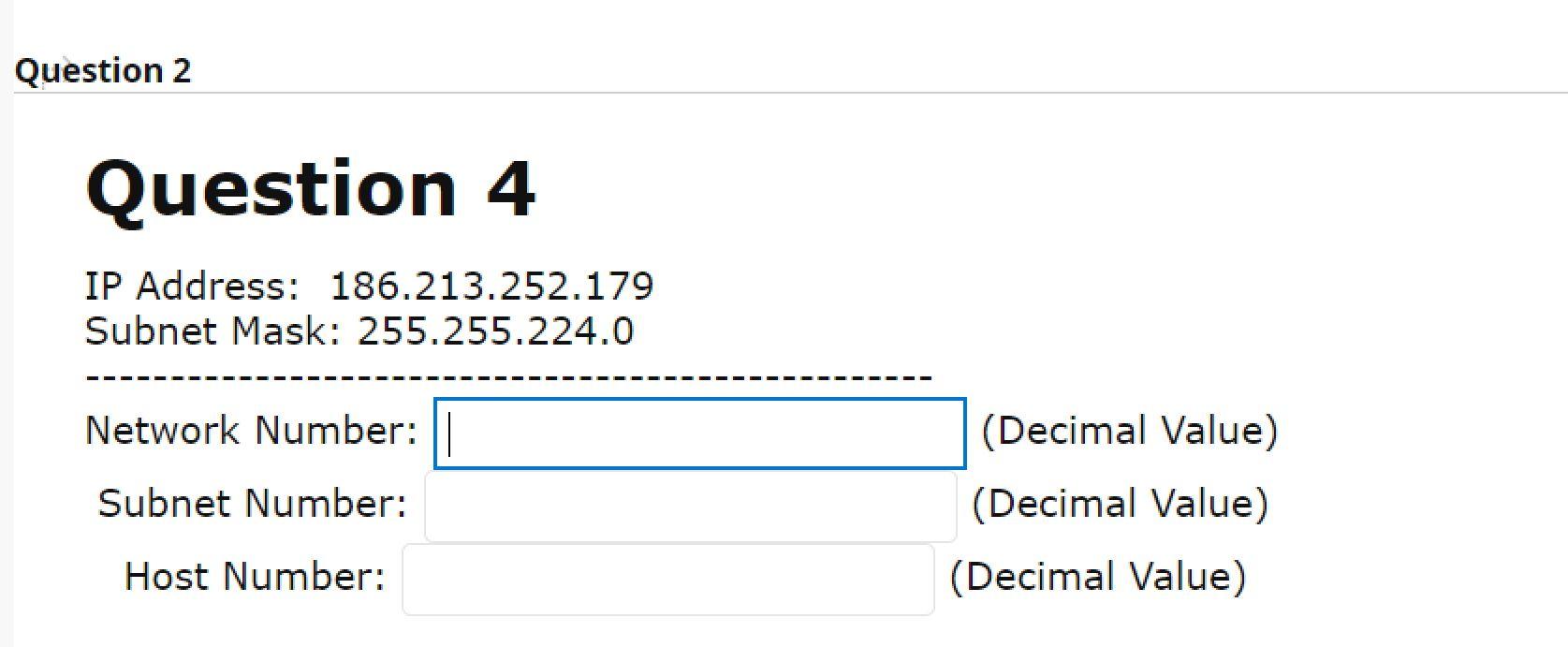 Solved 4. (15 Points) Given the IP address 186.213.252.179 | Chegg.com