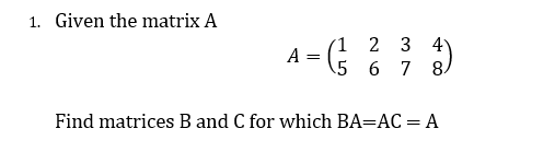 Solved 1. Given the matrix A A= (5 1 2 3 4 5 6 7 8 Find | Chegg.com