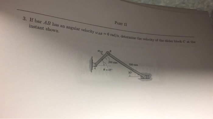 Solved If bar AB has an angular velocity wAB = 6 rad/s, | Chegg.com