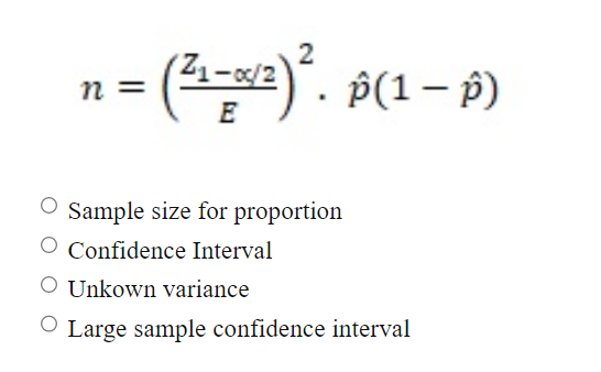 Solved n=(EZ1−α/2)2⋅p^(1−p^) Sample size for proportion | Chegg.com