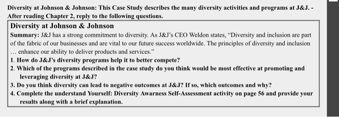 Solved Diversity at Johnson & Johnson: This Case Study | Chegg.com