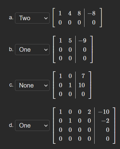 Solved How many free variables are in each matrix? How can | Chegg.com