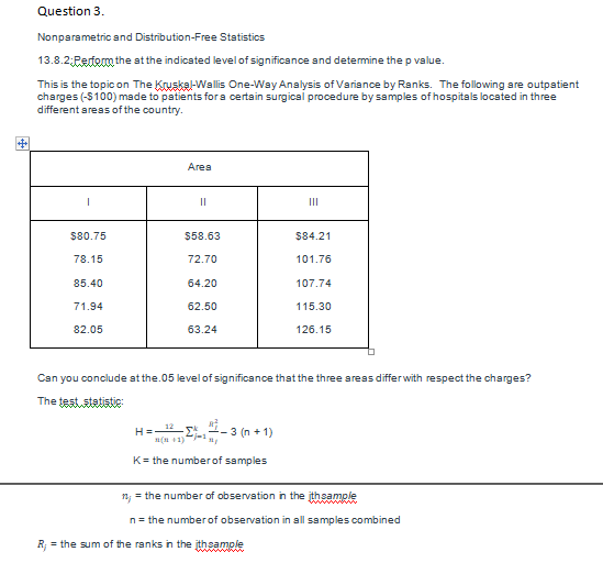 Solved Question 3. Nonparametric and Distribution-Free | Chegg.com