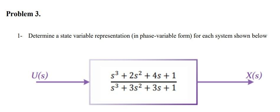 Solved Problem 3. 1- Determine a state variable | Chegg.com