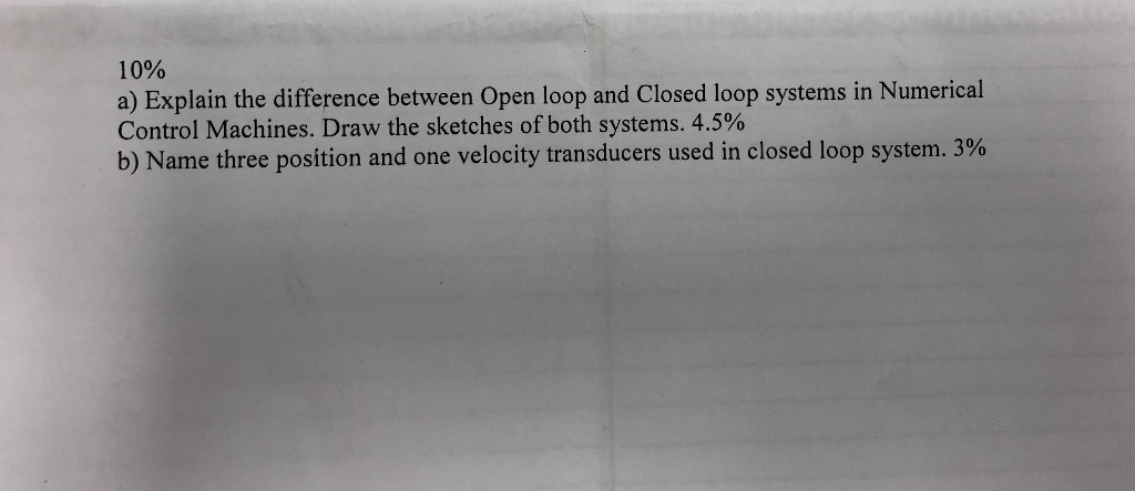 Solved 10% a) Explain the difference between Open loop and | Chegg.com