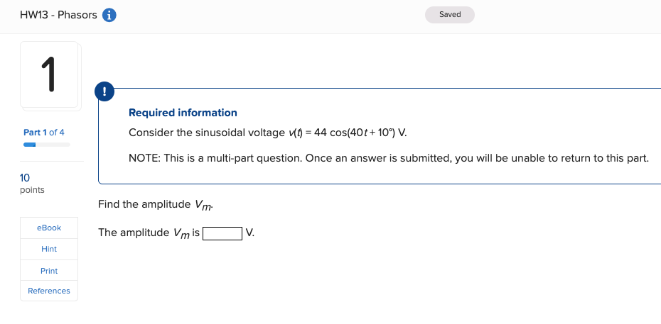 Solved Required information Consider the sinusoidal voltage | Chegg.com