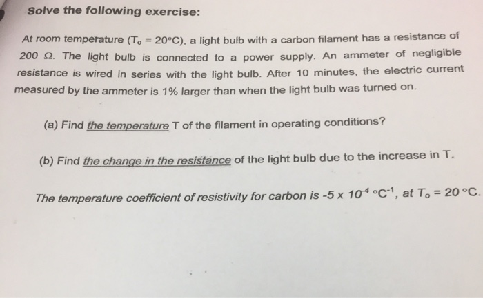 Solved Solve the following exercise: At room temperature (To | Chegg.com