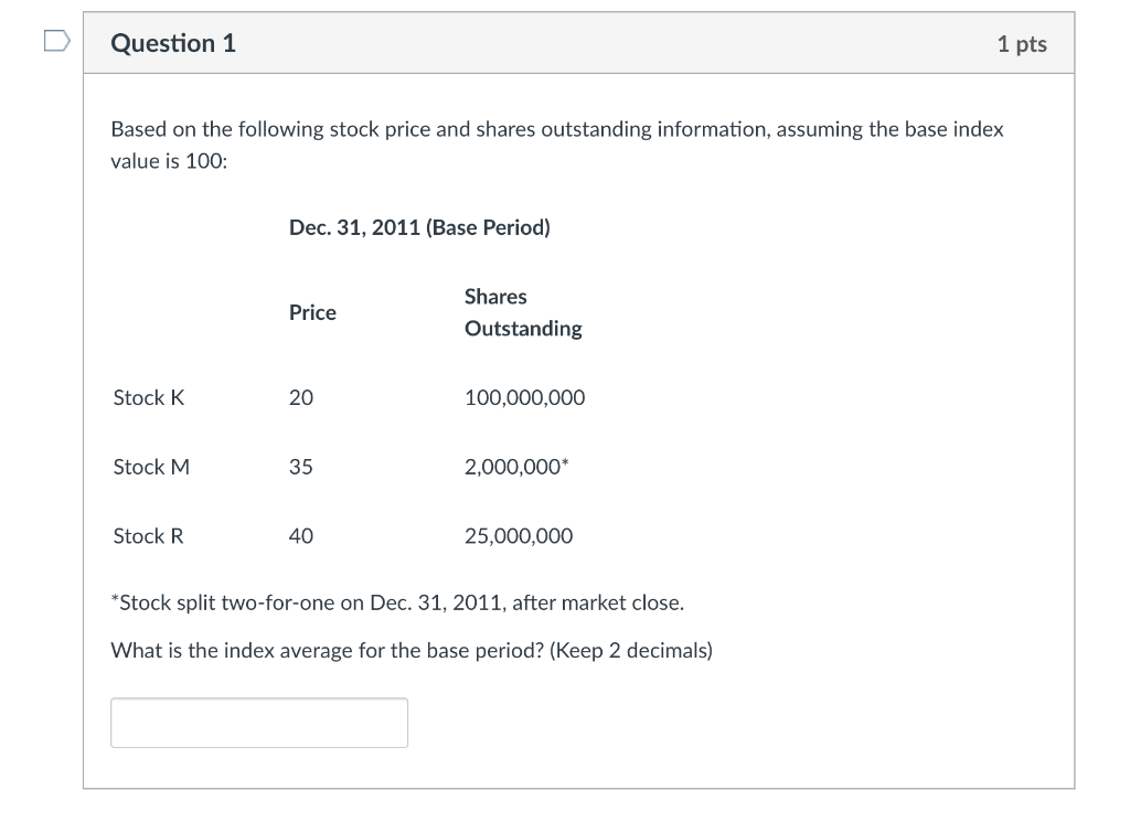Based on the following stock price and shares | Chegg.com