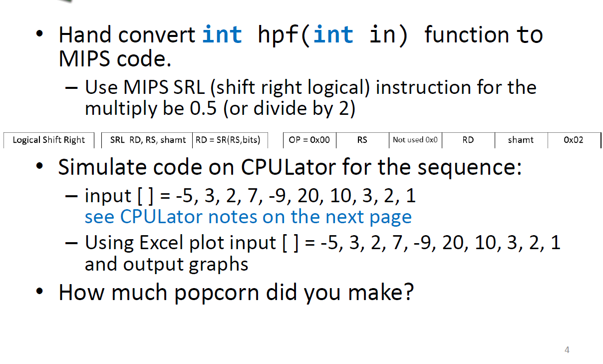 Solved - Hand convert int hpf(int in) function to MIPS code. | Chegg.com