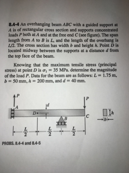 Solved An overhanging beam ABC with a guided support at A is | Chegg.com Solved An overhanging beam ABC with a guided support at A is | Chegg.com