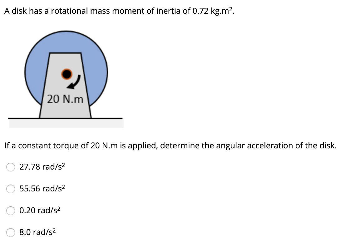 Solved A disk has a rotational mass moment of inertia of | Chegg.com