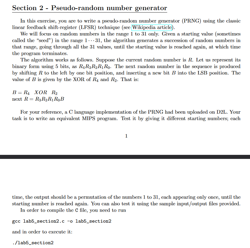 Solved In this exercise, you are to write a pseudo-random | Chegg.com