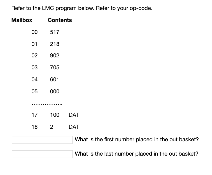 Refer to the LMC program below. Refer to your | Chegg.com