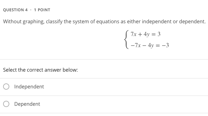 Solved QUESTION 4 . 1 POINT Without graphing, classify the | Chegg.com Solved QUESTION 4 . 1 POINT Without graphing, classify the | Chegg.com