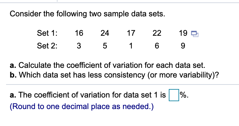 Solved Consider the following two sample data sets. Set 1: | Chegg.com