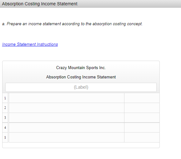 Solved Income statements under absorption costing and | Chegg.com