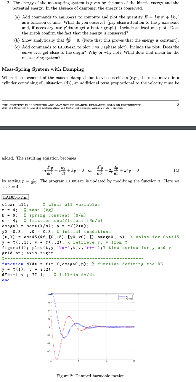 Solved LAB05ex1.m clear all; % clear all variables m = 4; % | Chegg.com