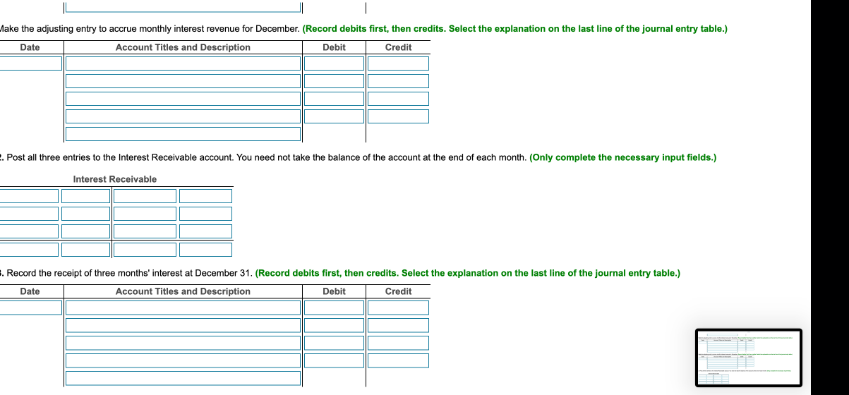 . Post all three entries to the Interest Receivable | Chegg.com