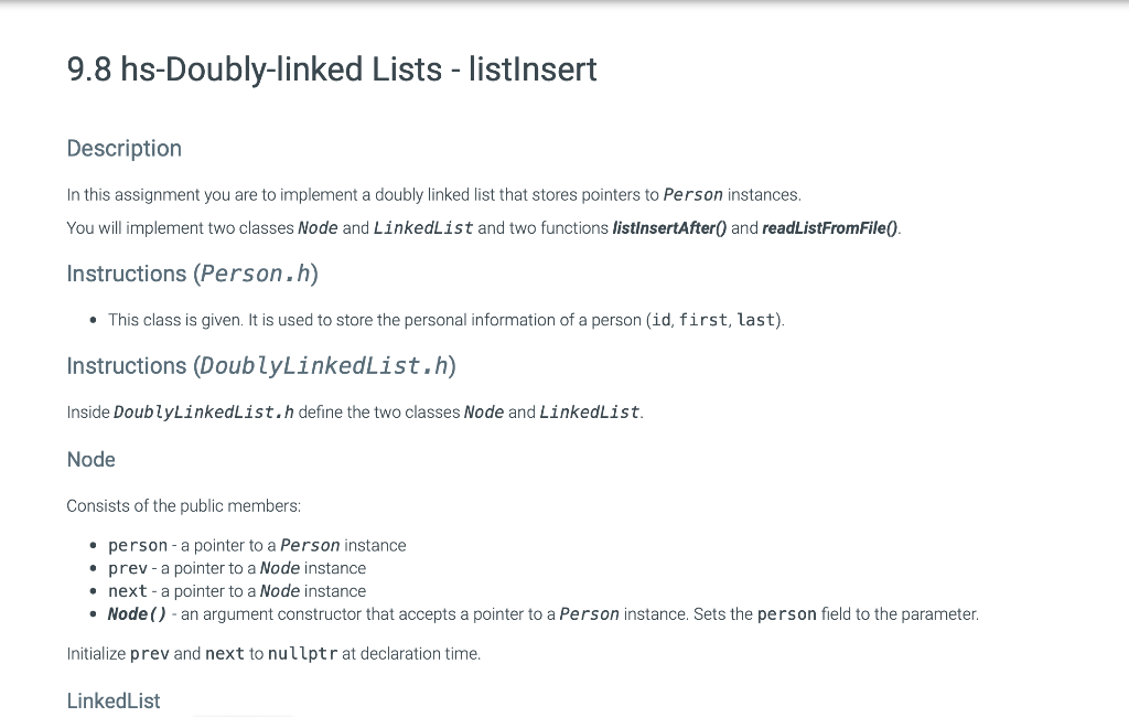 Solved Description In this assignment you are to implement a | Chegg.com
