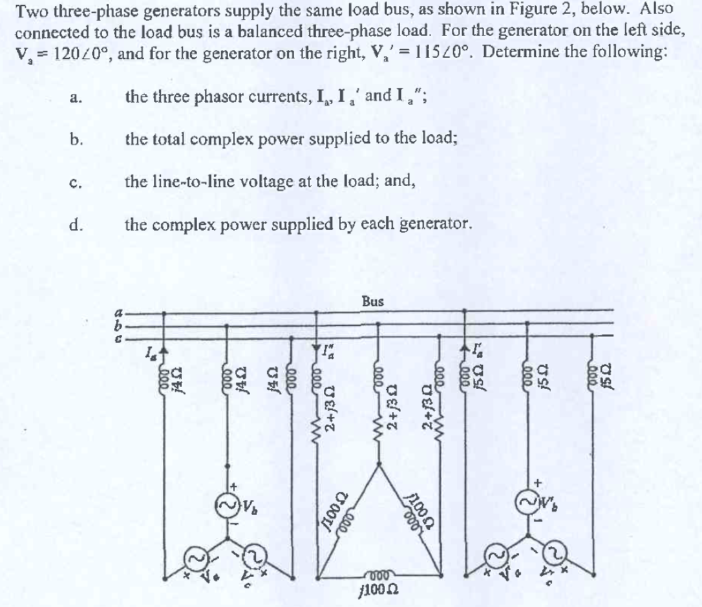 Solved Two three-phase generators supply the same load bus, | Chegg.com