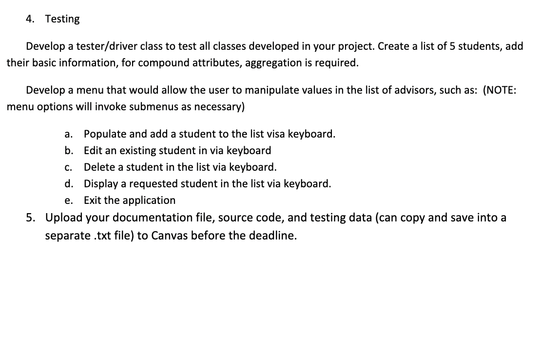 Solved art 1 Project Requirements: instruct a class called | Chegg.com