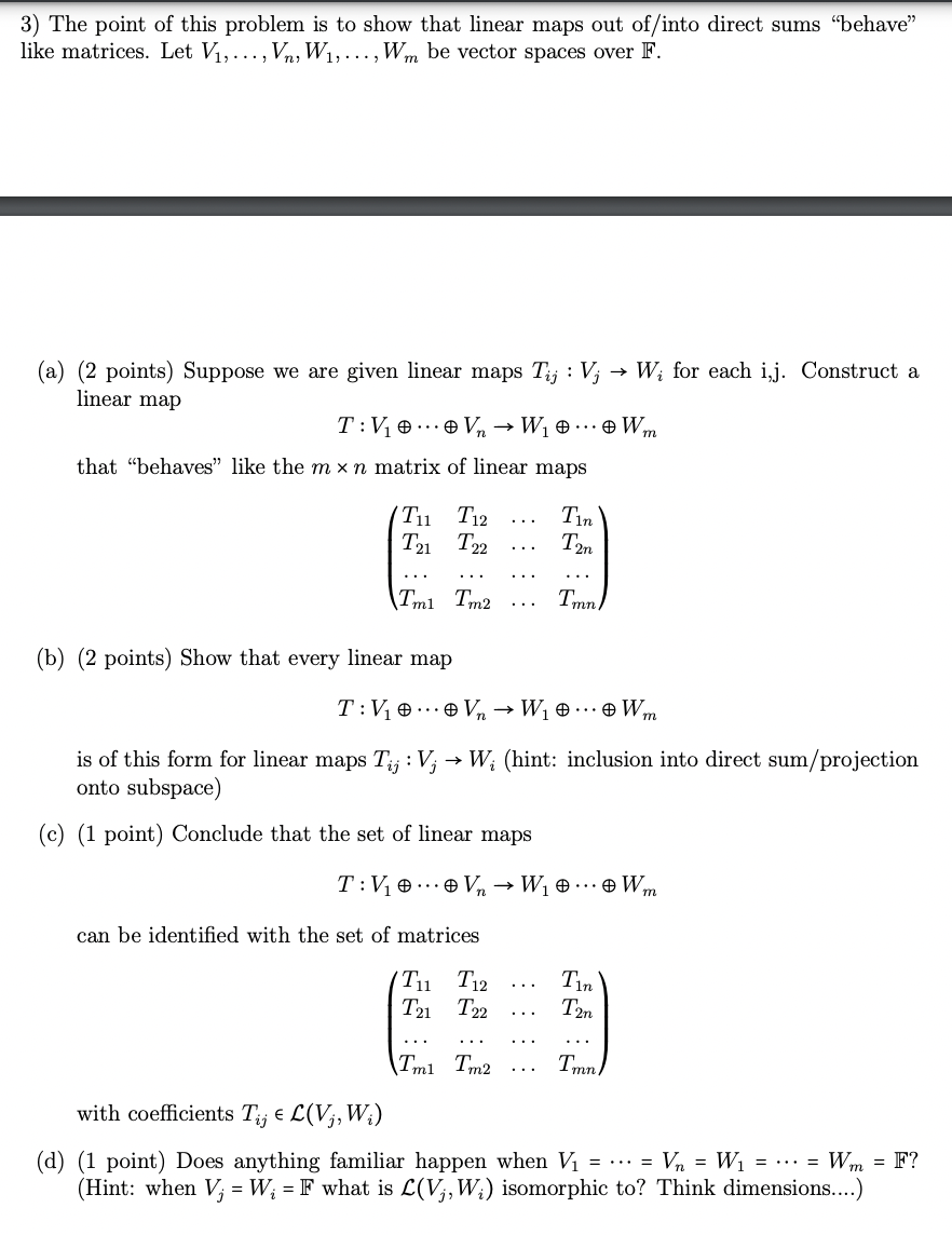 Solved 3) The point of this problem is to show that linear | Chegg.com