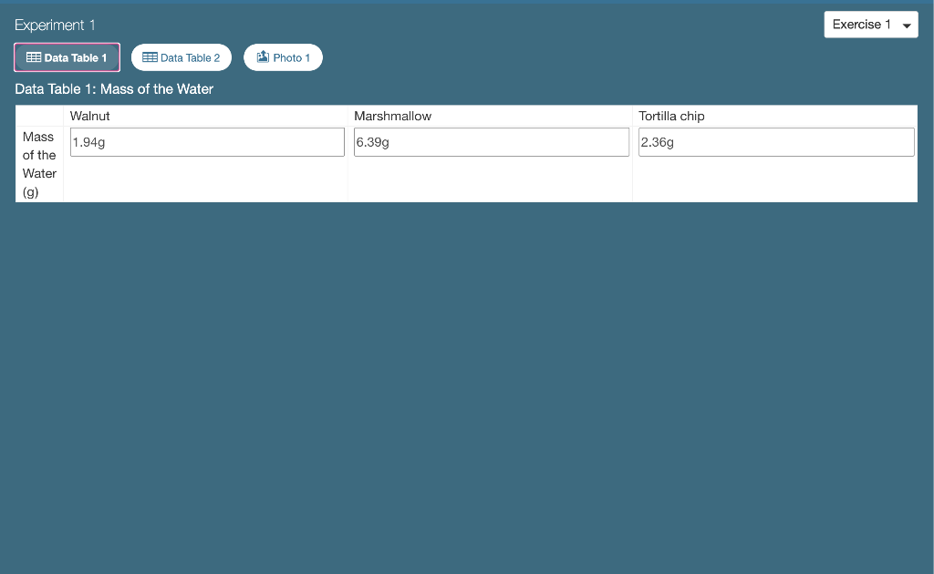 Experiment 1 Exercise 1 DES Data Table 1 B Data Table | Chegg.com