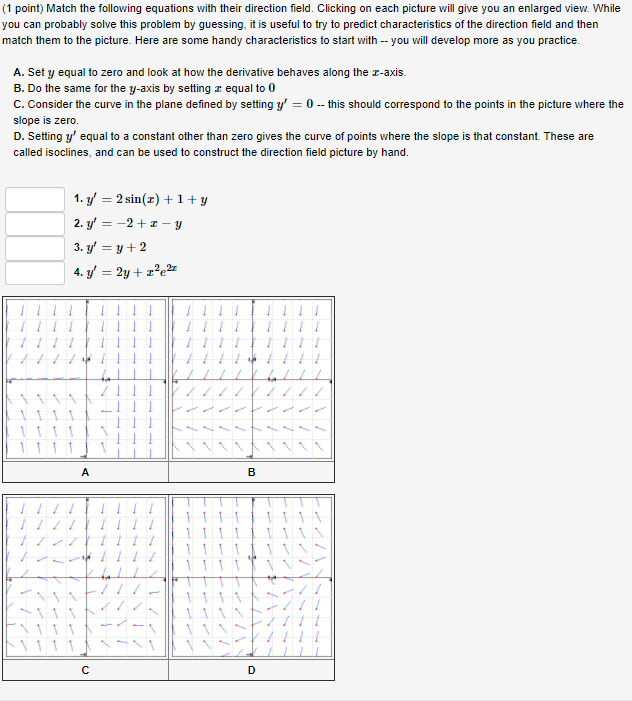 Solved (1 point) Match the following equations with their | Chegg.com