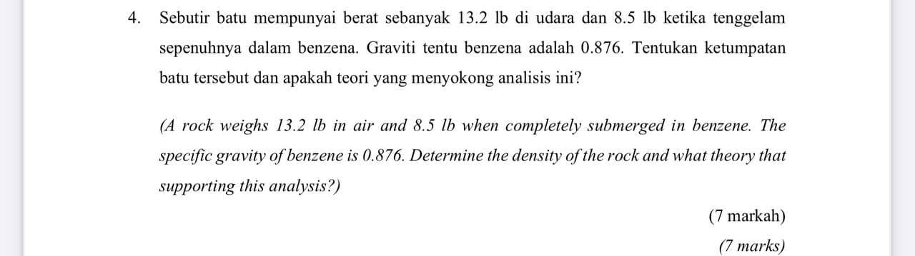 Solved 4. Sebutir batu mempunyai berat sebanyak 13.2 lb di | Chegg.com