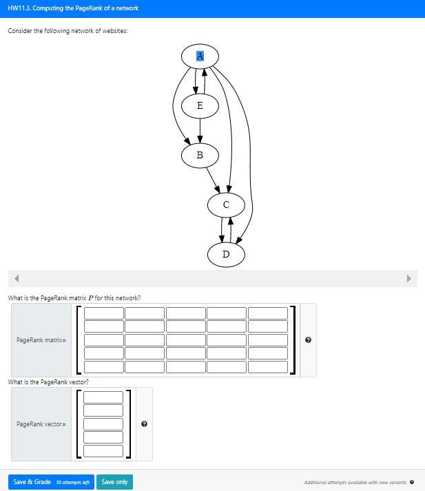 Solved HW11.3. Computing the PageRank of a network Consider | Chegg.com