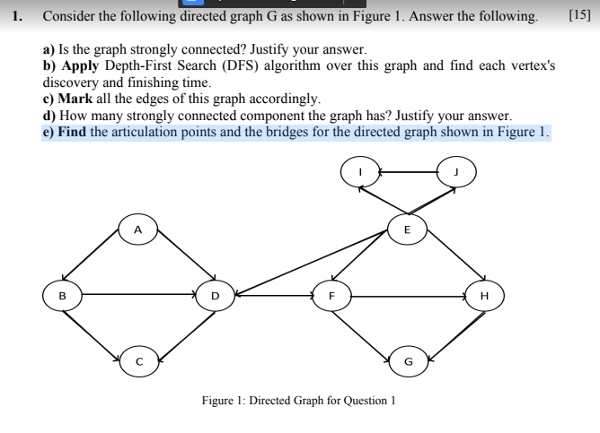 Solved 1. Consider the following directed graph G as shown | Chegg.com