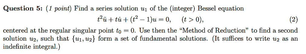 Solved Find a series solution u1 of the (integer) | Chegg.com