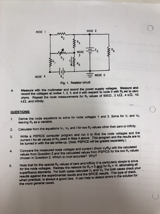 Solved NODE 1 NODE 2 NODS NODE 4 NOCE o Fig. 1. Resistor | Chegg.com