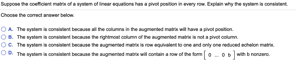 Solved Suppose The Coefficient Matrix Of A System Of Linear