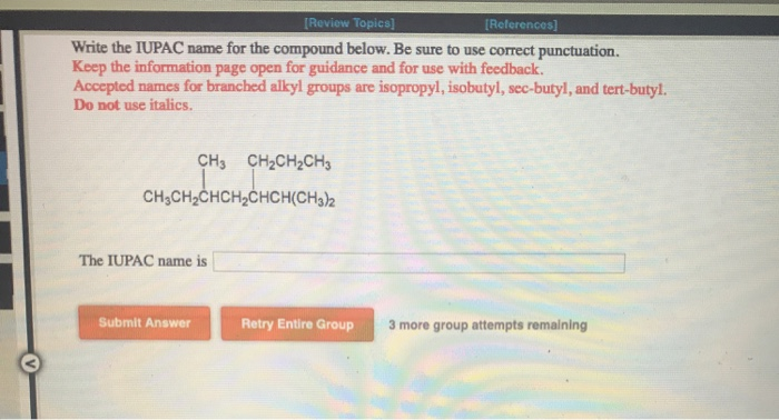 Solved [Review Topics] References] Write the IUPAC name for | Chegg.com