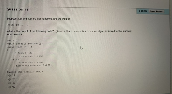 Solved QUESTION 20 2 points Save Answer public static double | Chegg.com