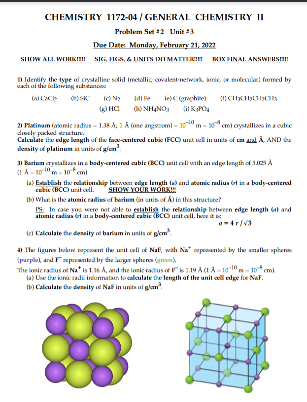 Solved CHEMISTRY 1172-04 / GENERAL CHEMISTRY II Problem Set | Chegg.com