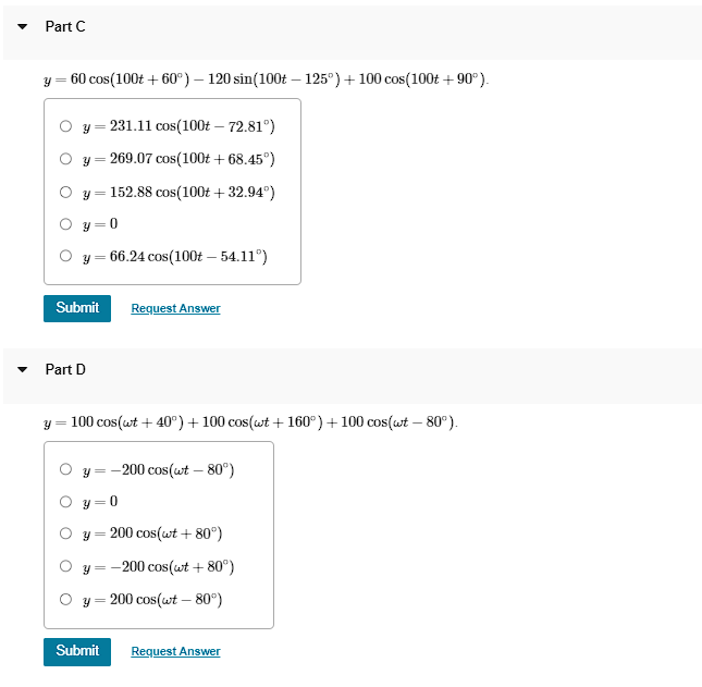 Solved Use the concept of the phasor to combine the | Chegg.com