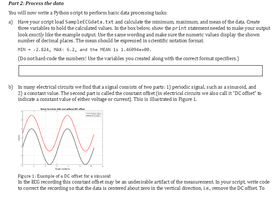 Part 2: Process the data You will now write a Python | Chegg.com
