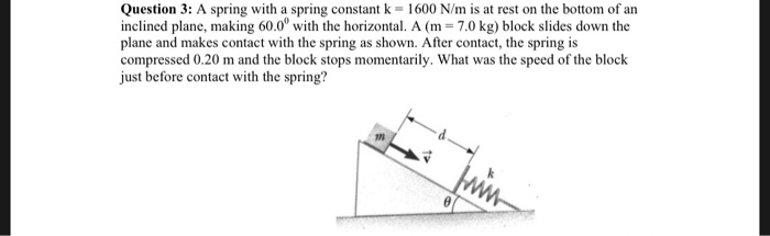 Solved Question 3: A spring with a spring constant k- 1600 | Chegg.com