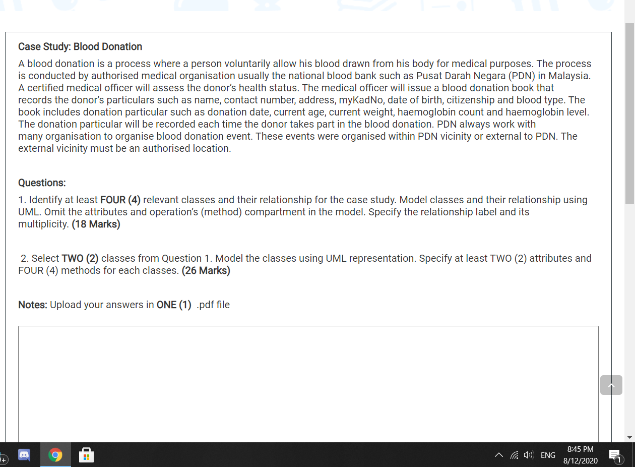 Solved Case Study: Blood Donation A blood donation is a | Chegg.com