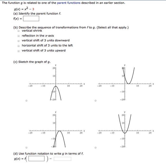 Solved The function g is related to one of the parent | Chegg.com