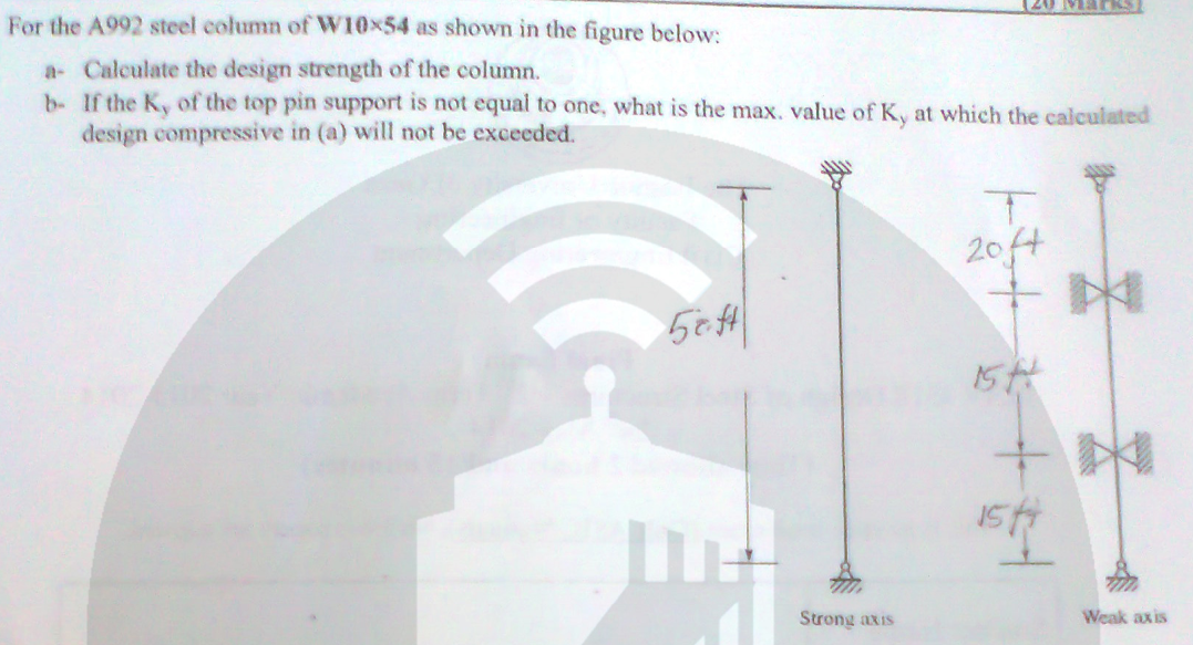 20 For the A992 steel column of W10x54 as shown in | Chegg.com